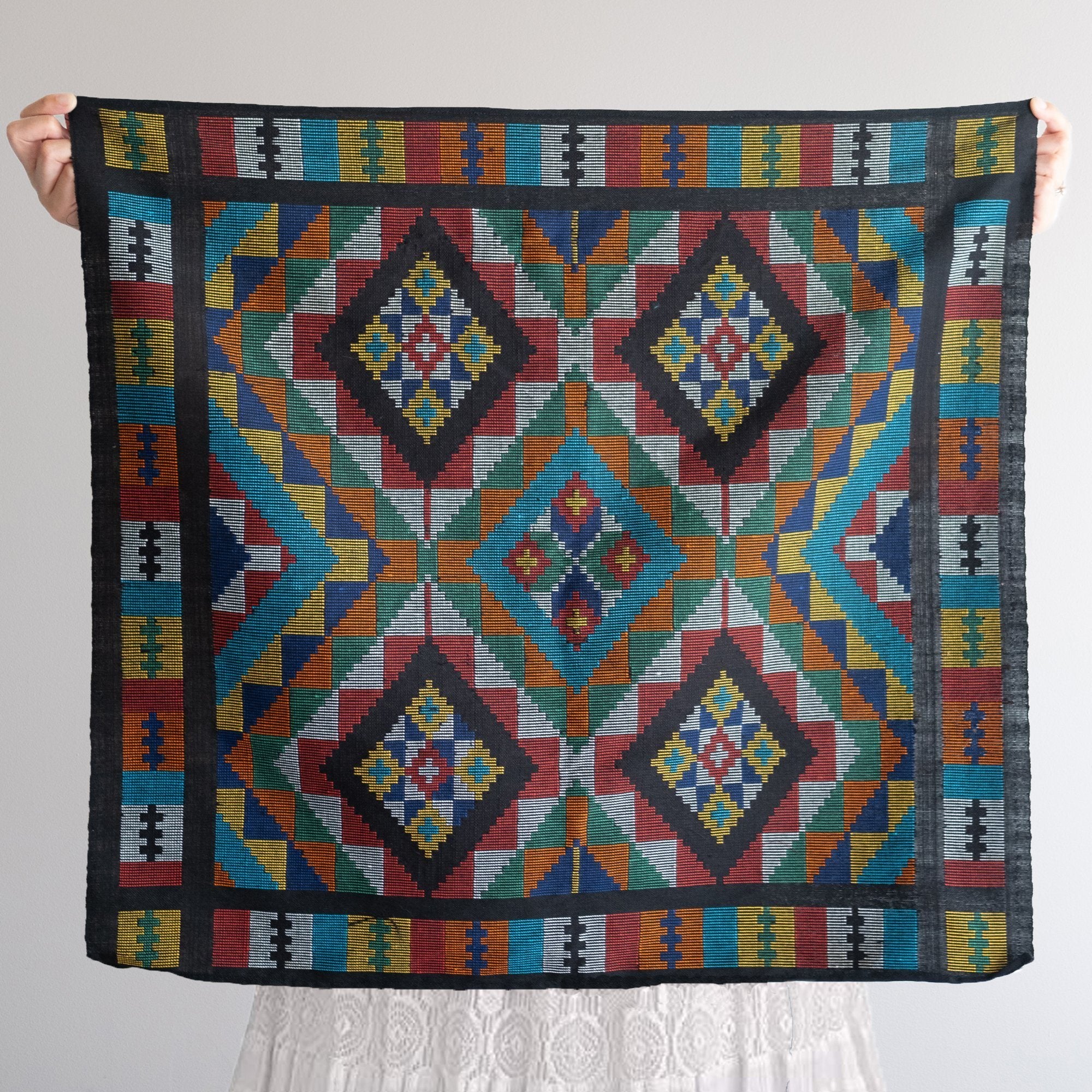Handwoven Yakan Headscarf – Traditional Filipino Saputangan – Narra Studio